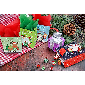 ysmile Small Christmas Gift Bag with Wrapping Paper in Bulk 20 Pack