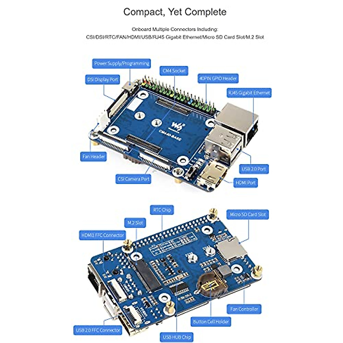 XYGStudy CM4-IO-BASE-B and USB HDMI Adapter, for Raspberry Pi Compute Module 4
