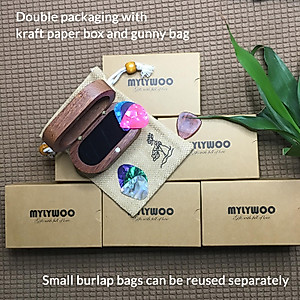 MYLYWOO Sapele Guitar Pick Holder Set with 1 Rosewood Pick and 6 Celluloid Picks in 3 Thicknesses, Mini Wooden Jewelry Organizers, Wood Color knick-knacks, 3.35×1.77×1.58 inches Storages