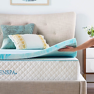 LINENSPA 2 Inch Gel Swirl Memory Foam Mattress Topper – Cooling Gel Infused – Pressure Relieving – CertiPUR Certified - Twin