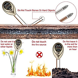 ALANMOND Plant Water Meter 3-in-1 Soil Moisture/Light/pH Tester for Plants Gardening Tool Kit Soil Hygrometer Sensor for Indoor & Outdoor Golden