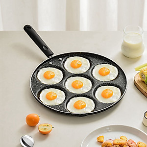Egg Frying Pan - 7 Hole Non Stick Omelette Pan,Easy Clean Multi Egg Cooking Pan Aluminum Egg Pan Skillet for Breakfast Sandwiches Meat Pan,Compatible with Gas Stove & Electric Ceramic Stove,11.8''