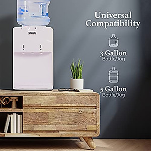 Igloo Top Loading Hot and Cold Water Dispenser - Water Cooler for 5 Gallon Bottles and 3 Gallon Bottles - Includes Child Safety Lock - Water Machine Perfect for Home, Office, & More - White Countertop