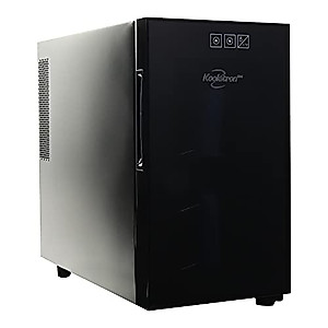 Koolatron 8 Bottle Wine Cooler, Black, Thermoelectric Wine Fridge, 0.8 cu. ft. (23L), Freestanding Urban Series Wine Refrigerator, Red, White and Sparkling Wine Storage for Kitchen and Apartment
