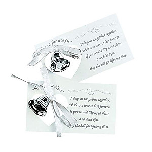Fun Wedding Kissing Bells with Poem Cards (Bulk set of 50) Unique Wedding Reception Party Supplies