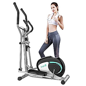 Dripex Elliptical Machines for Home, Cardio Fitness Cross Trainer w/Hyper-Quiet Magnetic Drive System, 8 Resistance Levels, 6KG Flywheel, Heart Rate Sensor, LCD Monitor, Device Holder