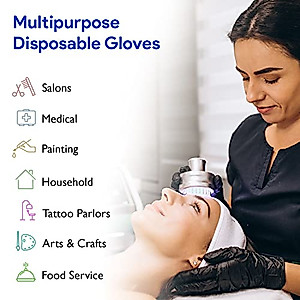 Disposable Black Nitrile Gloves Medium, 400 Count - Heavy Duty 4 Mil Thick - Powder Free, Rubber Latex Free, Medical Exam Grade, Cooking and Food Safe - Soft with Textured Tips