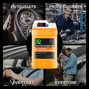 3D Orange Degreaser All Purpose Organic Citrus Cleaner - Multi Surface Interior & Exterior Use Degreaser & Cleaner Removes Clean Grease & Grime Residue on Plastic, Cloth, Vinyl, Metal, Leather, Carpet 1 Gallon