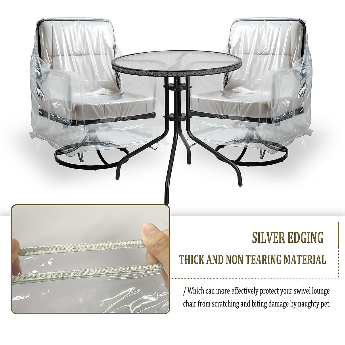 IndigoTempest9 Outdoor Swivel Lounge Chair Cover 2 Pack, Waterproof Heavy Duty Outdoor Chair Covers, Patio Rocking Chair Covers for Outdoor Furniture, (39" L x 37" W x 38" H), Clear PVC