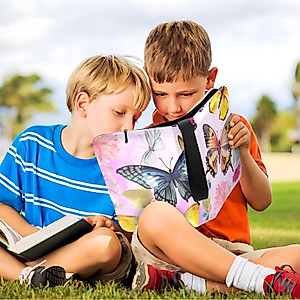 PYBUG Butterfly Trading Card Binder with Nylon Strap 4-Pocket Waterproof PU Leather Card Collection Binder for 400 Cards Sturdy Card Holder Folders for Game Cards,Sports Cards