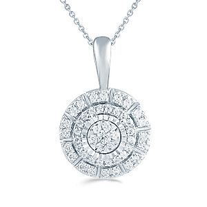 Fifth and Fine 1/4ct tw Diamond Round Cluster Fashion Pendant in Sterling Silver with 18" cable chain