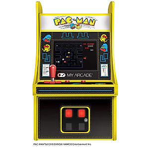 My Arcade DGUNL-3220 Micro Player Mini Arcade Machine Pac-Man Video Game, Fully Playable,6.75 Inch Collectible,Color Display, Speaker,Volume Buttons, Headphone Jack,Battery or Micro USB Powered, Black