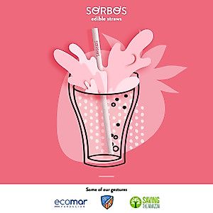 Sorbos Edible Straws, Strawberry Flavored, Sustainable, Individually Packaged, No Plastic, No Allergens, No Gluten, No PFAS, 100 Percent Biodegradable, 7.4 inches long (Pack of 200)