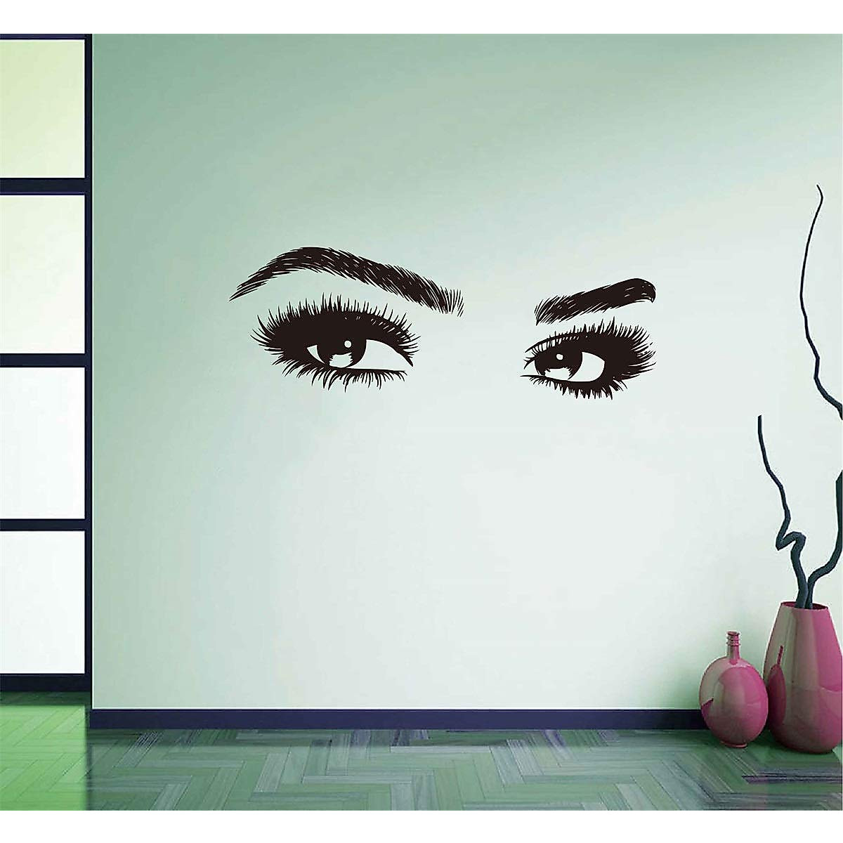 DXLING 42.5X15.3inches Beauty Salon Eyelashes Quote Eyebrow Wall Decor Stickers Make Up Eye Store Home Decoration Murals (LC464 Black)