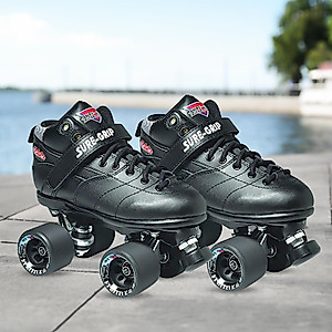 Sure-Grip Rebel Derby Roller Skates for Men & Women - 62mm Fugitive Polyurethane Wheels - Super X Plate Extended Support for Larger Sizes - Suitable for Indoor & Outdoor Skating - Beginner Friendly