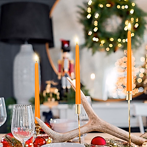 20 Pcs Orange Taper Candles, 10×7/8 Inch Thin Candlesticks, Great for Halloween Fall Harvest Dinner Party and Emergency