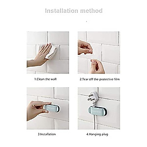 4-Piece Plug self-Adhesive Hook - Wire Holder Wire Storage Device for Home and Office Cables (Dark Blue, Light Blue, Gray, Pink)