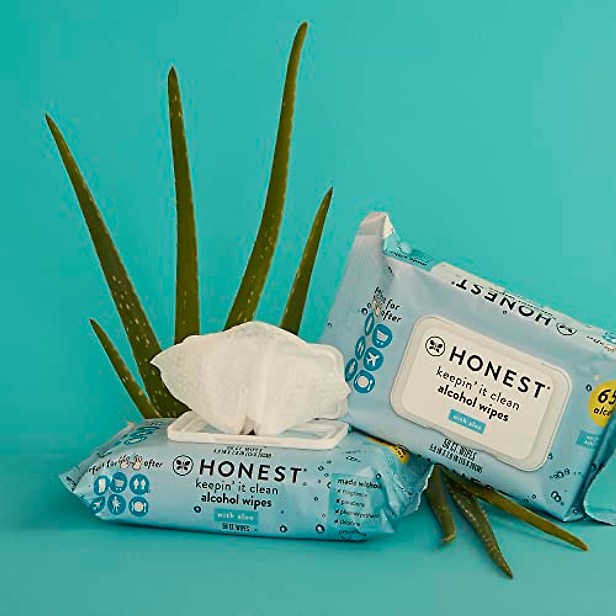 The Honest Company Sanitizing Alcohol Wipes, Unscented, 50 Count (Pack of 3)