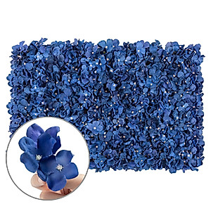 Flower Wall Panel Set, U'Artliens Artificial Wall Flower Backdrop 24x16 Inch 3D Silk Hydrangea Rose Floral Panel for Photo Background Home Party Wedding Backdrop Decoration(4pcs, Royal Blue)