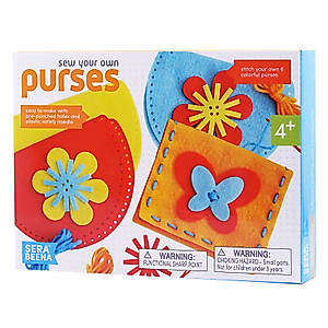 Serabeena Sew Your Own Purses - Sewing Kit for Kids - Felt Crafts for Kids - Sewing for Kids Ages 4-8 Plus - Felt Kit - Helps Develop Fine Motor Skills - DIY Kits for Kids with 6 Purses & Accessories