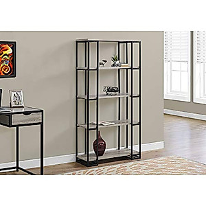 Monarch Specialties I Bookcase-60 H Black Metal, Dark Taupe