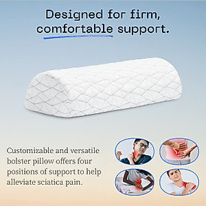 Coop Home Goods The Four Position Adjustable Support Pillow, Half-Moon Form with Insert, Memory Foam Knee Pillow, Leg Pillow, Neck Pillow, Lumbar Pillow - Wedge Pillow for Neck, Back & Pressure Points