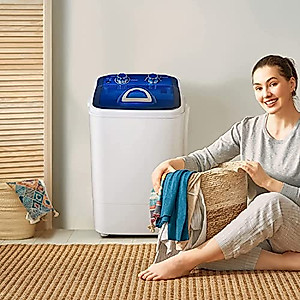 MamaHome DF-X4608-Blue Washing Machine Small Semi-Automatic Compact Washer Spin Cycle Basket, XPB46-1208-Blue, Blue