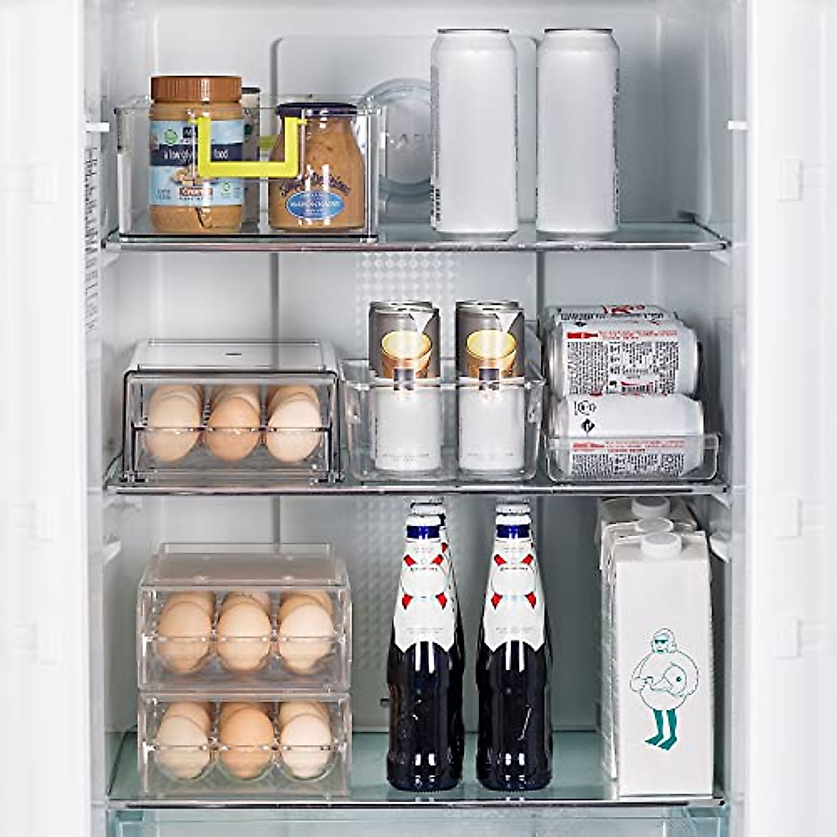 Ettori 2pcs Soda Can Organizer for Refrigerator and Egg Holder for Refrigerator BPA Free Fridge Organizer