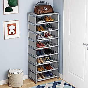 Tribesigns Vertical Shoe Rack, 9 Tiers Narrow Shoe Shelf 18 Pairs Slim Shelf for Shoes Narrow Shoe Rack for Small Space