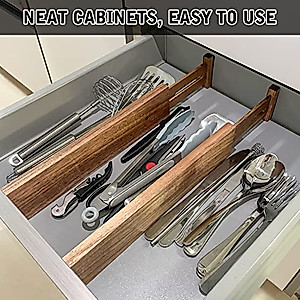 Bambu Masster Acaia wood Kitchen Drawer Dividers 4 Pack,Works in Kitchen,Dresser,Bathroom.