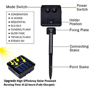 JMEXSUSS 2 Pack Solar String Lights Outdoor Waterproof, Each 33FT 100 LED Solar Lights Outdoor, 8 Modes White Fairy Light for Outside Yard Tree Patio Garden Wedding Christmas Decorations