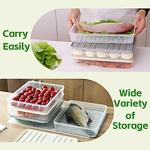 Food Storage Containers, Rectangle Food Storage Containers with Lids for Bacon, Deli meat, Lunchmeat, Vegetable, Noodles, Dumplings, and More, Crisper Bins for Refrigerator with Stackable and Visible