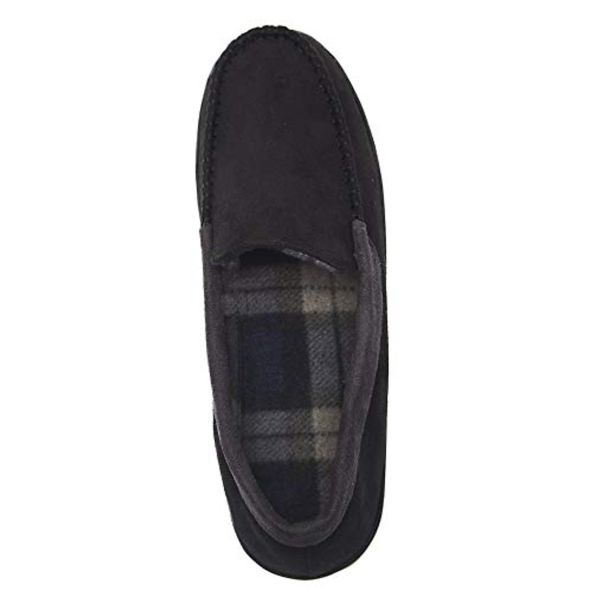 Hanes Mens Moccasin Slipper House Shoe With Indoor Outdoor Memory Foam Sole Fresh IQ Odor Protection , Black , X-Large