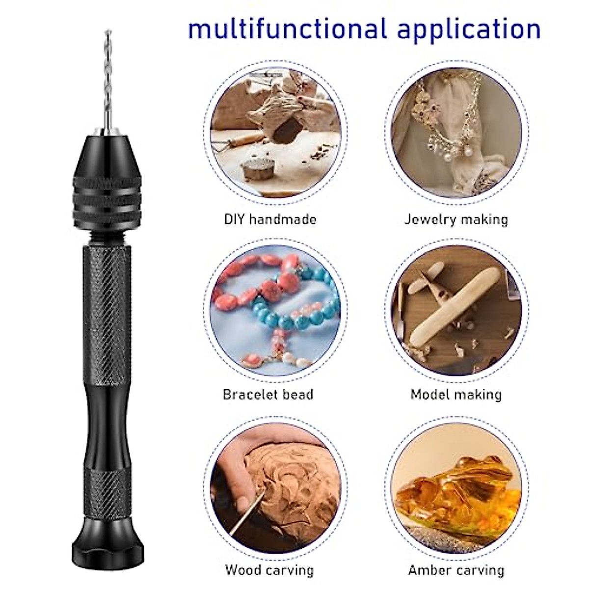 36 Pieces Hand Drill Bits Set, Pin Vise Hand Drill Mini Micro Drill and Twist Drills Precision Hand Mini Drill Bits Set for Resin Polymer Clay Craft Model Jewelry Making