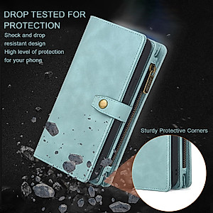 TwoHead Wallet Case Compatible with iPhone 15 Pro Max,Detachable Magnetic Phone Case,All-Round Shockproof Protective Leather Phone Case with Card Holder,6.7 in,Blue
