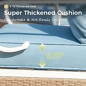 MIXPATIO 4 Piece Patio Furniture Set, 2 x Fixed Chair, 1 x 3-Seat Sofa with Marbling Coffee Table, All Cushioned 5 Seats Outdoor Conversation Set for Lawn Garden Backyard, Blue