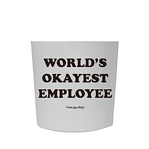 Funny Guy Mugs World's Okayest Employee Travel Tumbler with Removable Insulated Silicone Sleeve, White, 16-Ounce