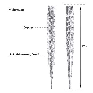 mecresh Silver Crystal Long Tassels Dangle Earrings Sparkling Rhinestone for Wedding (B-long tassels)