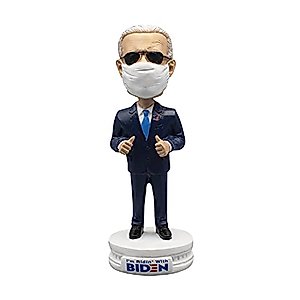 Political Satire Biden Bobblehead - Joe Biden Merchandise 2020 with Face Cover & Aviators - Funny Custom Bobblehead Joe Biden Gifts for Liberals, Democrats - Handmade Biden Decorations - 7.5" Tall