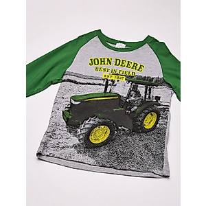 John Deere boys Long Sleeve Raglan Tee T Shirt, Green, 6-7 Years US