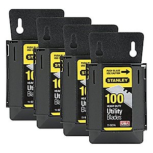 4 Pack of Stanley 11-921A 1992 Heavy Duty Utility Blades w/Dispenser 100 blades per Package
