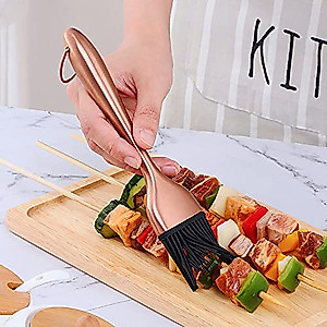 LARATH Silicone Basting Brush with Stainless Steel Handle Spread Oil Butter Sauces Brush Pastry Cakes Meat Sausages Desserts Brushes for Cooking Grilling Baking Kitchen Utensils, Rose Gold