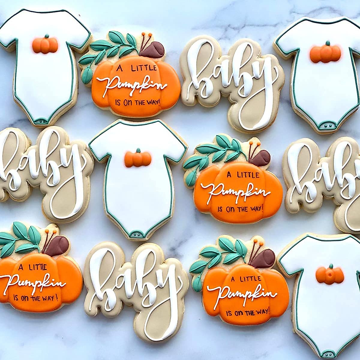 Halloween Themed Cookie Cutter Set, Stainless Steel Skull Bat, Pumpkin Ghost, Bottle Rattle,Onesie Baby Carriage, Biscuit Molds for Baby Shower