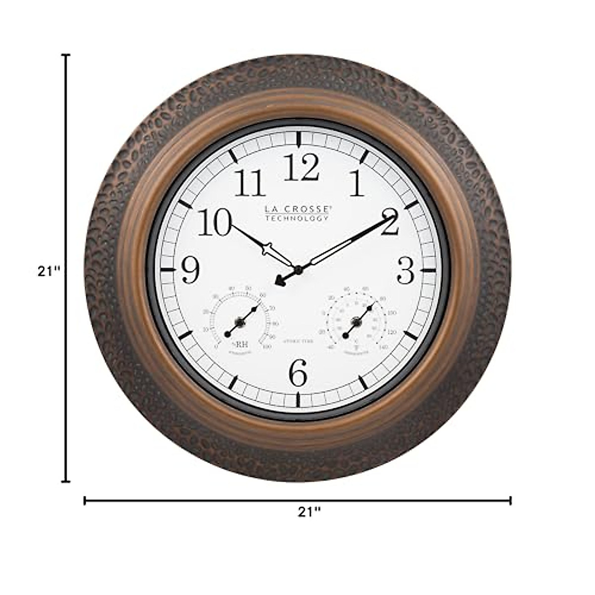 La Crosse Technology 433-3256A-INT 21-inch Bronze Indoor/Outdoor Atomic Analog Wall Clock