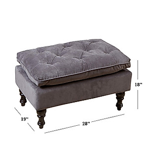Christopher Knight Home Jeremy Tufted Fabric Ottoman, Grey