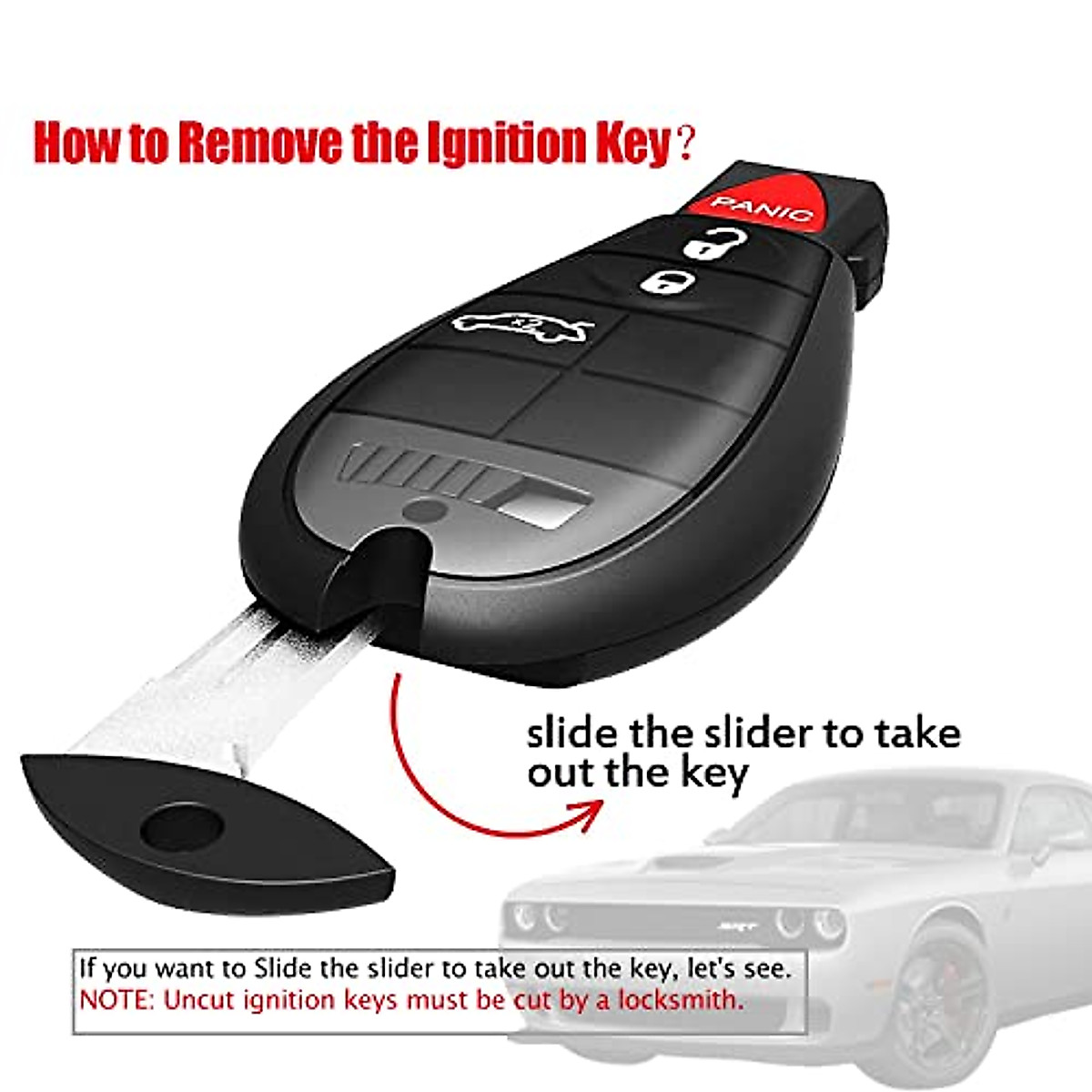 2X Keyless Entry Remote Keys Replacement fit for 2008-2012 Chrysler 300 for Chrysler Town & Country for Dodge Dart Durango Charger Challenger 433MHz (M3N5WY783X IYZC01C)