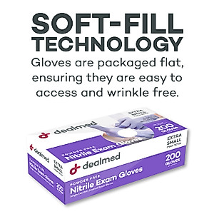 Dealmed Medical Exam Gloves – 200 Count XS Nitrile Disposable Non-Irritating Latex Free Multi-Purpose Use Gloves for a First Aid Kit and Medical Facilities