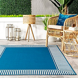 nuLOOM Asha Simple Border Indoor/Outdoor Area Rug, 8' x 10', Teal