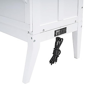 BIADNBZ Queen Size Murphy Cabinet Bed Frame with Built-in Charging Station and a Shelf/Desk, Wooden Foldable Platform BedFrame for Bedroom/Guest Room Dorm, White