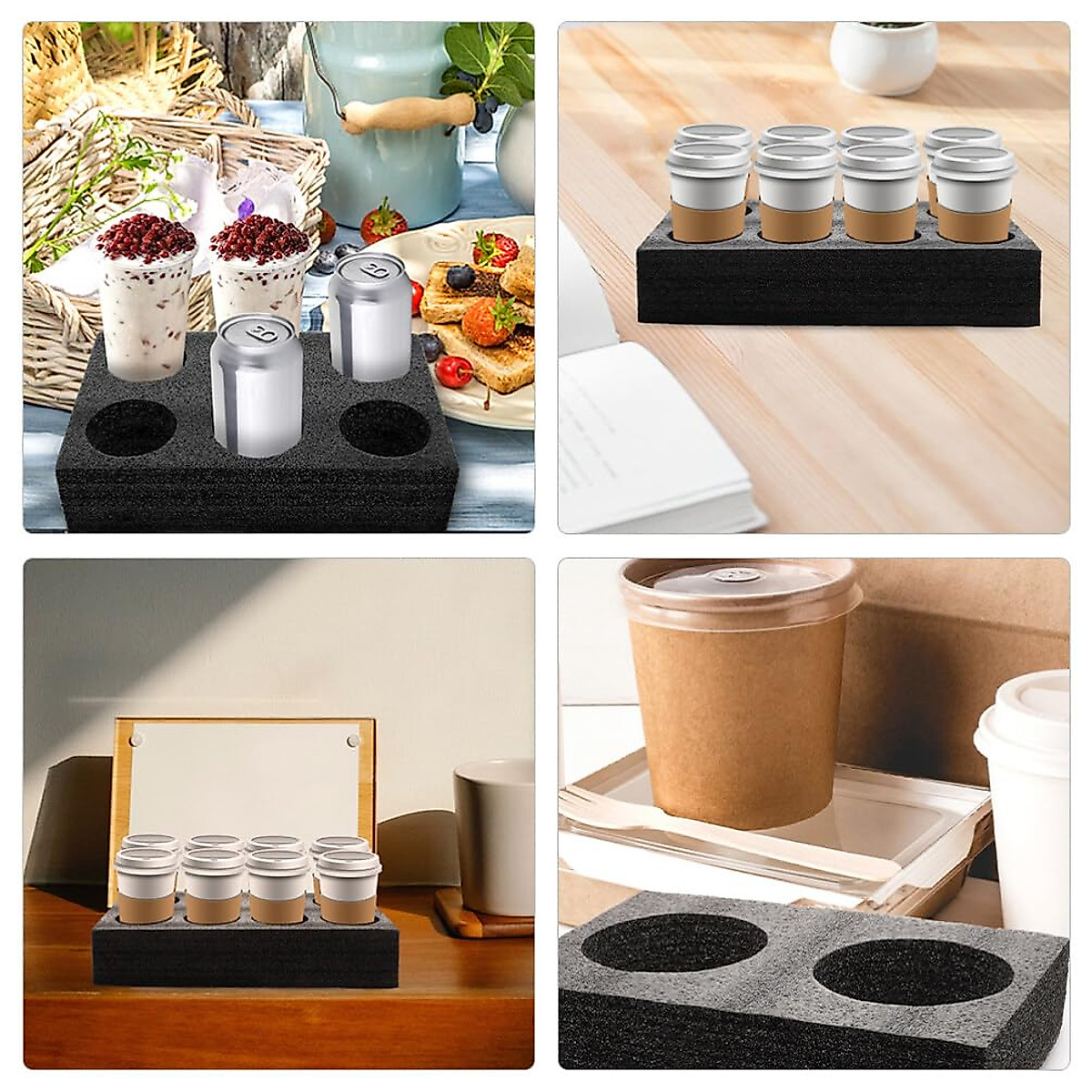 Cabilock Black Tray 3PCS Tray Accessories Coffee Pearl Cotton Food Outdoor Milk Tea Server Drinks Cup Foam Cup Holder Commercial take Out Drink Carrier Wine Glass Cups and Plates Beverages